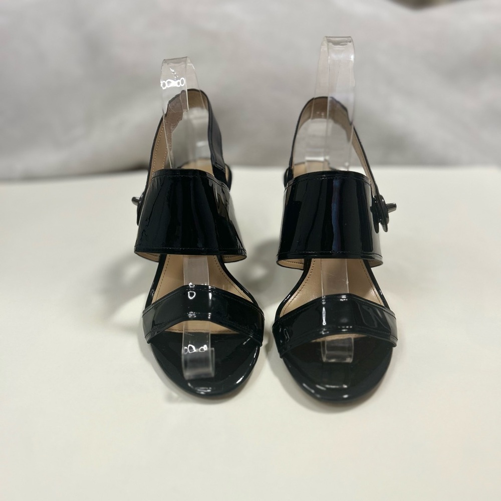 Coach Marla Black Patent Leather Sandals With Heel St… - Gem